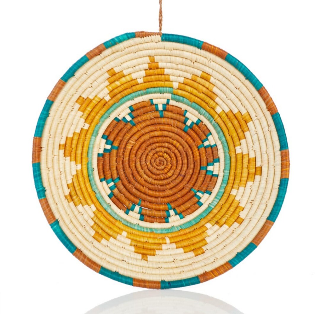 Turaco Feather Teal Raffia Basket - Etsy