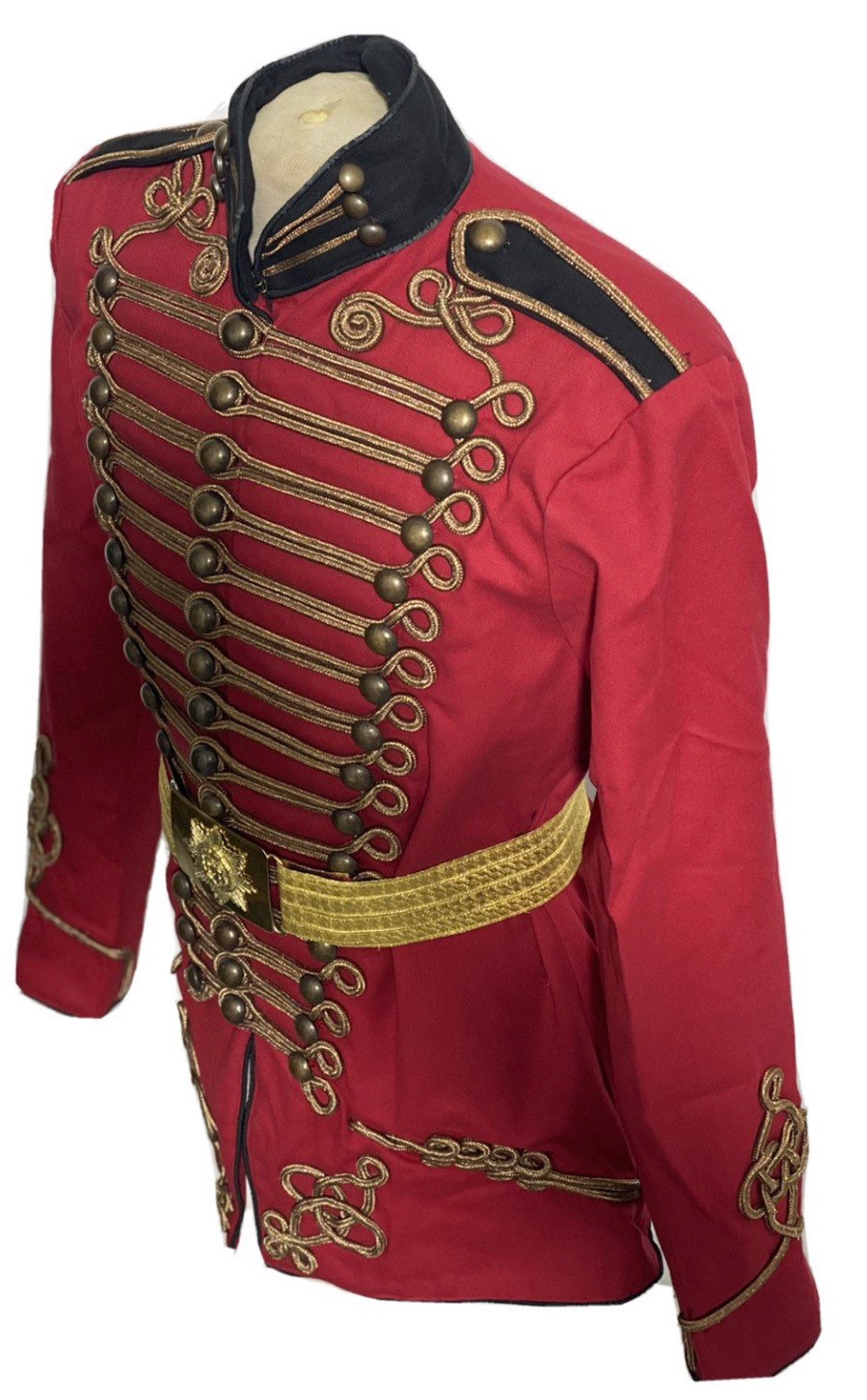 Red/black British Royal Jacket With Adjustable Gold Belt and | Etsy