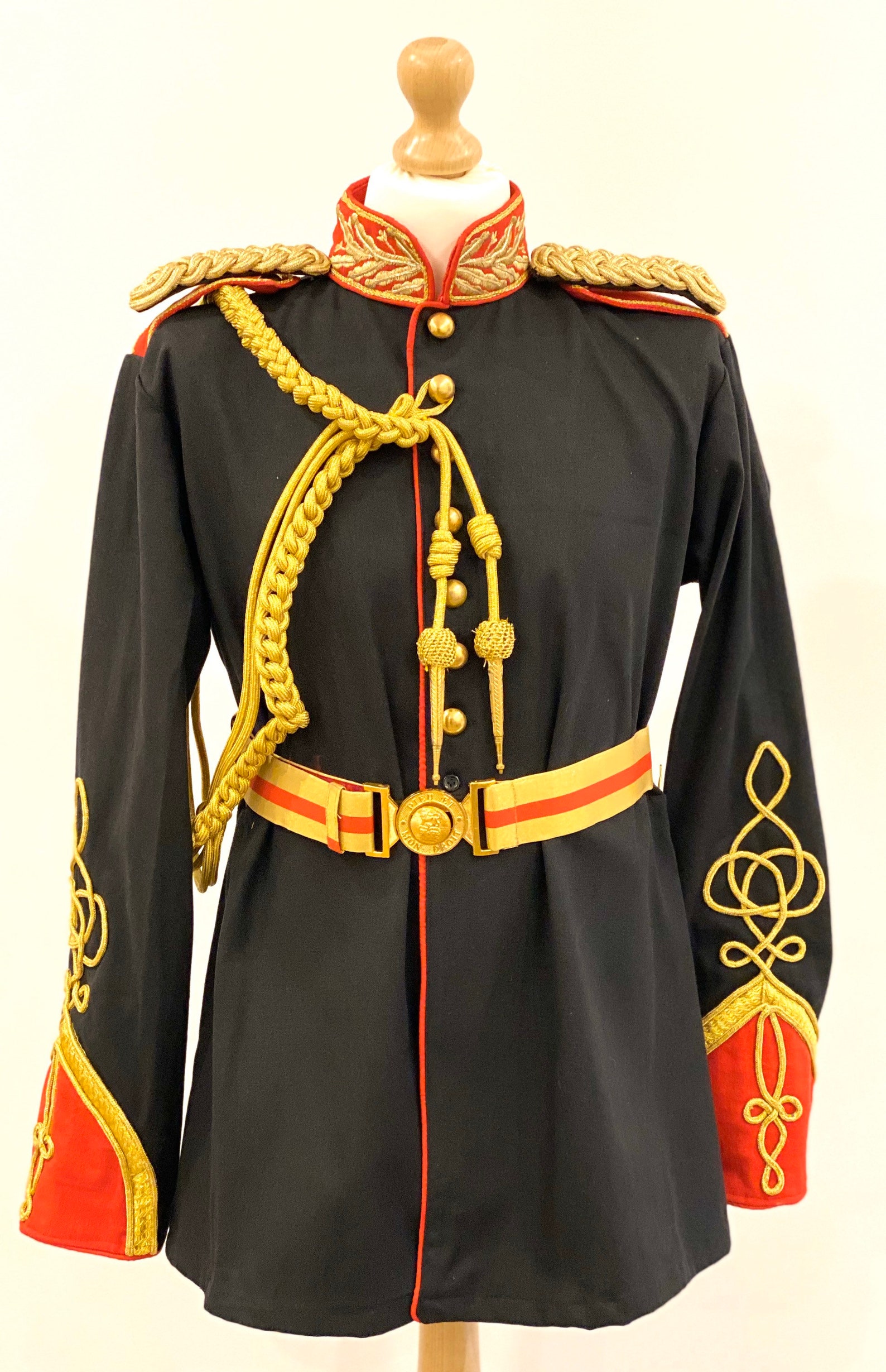 Black/red British Royal Jacket With Motto Dieu Mon Droit Belt to Fit ...