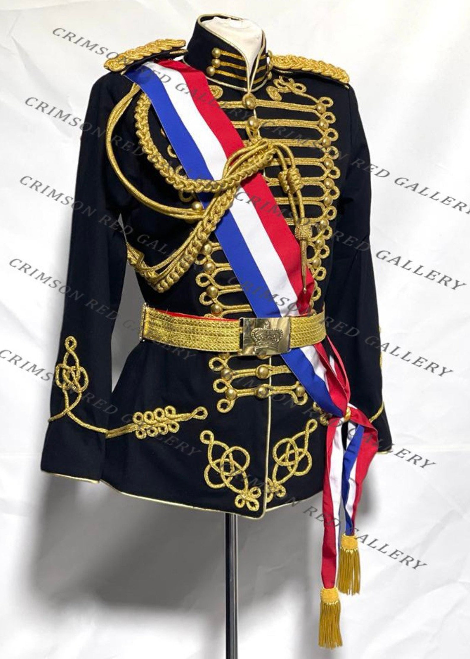 Ceremonial Military Jacket With Adjustable Gold Belt Sash and Buckle ...
