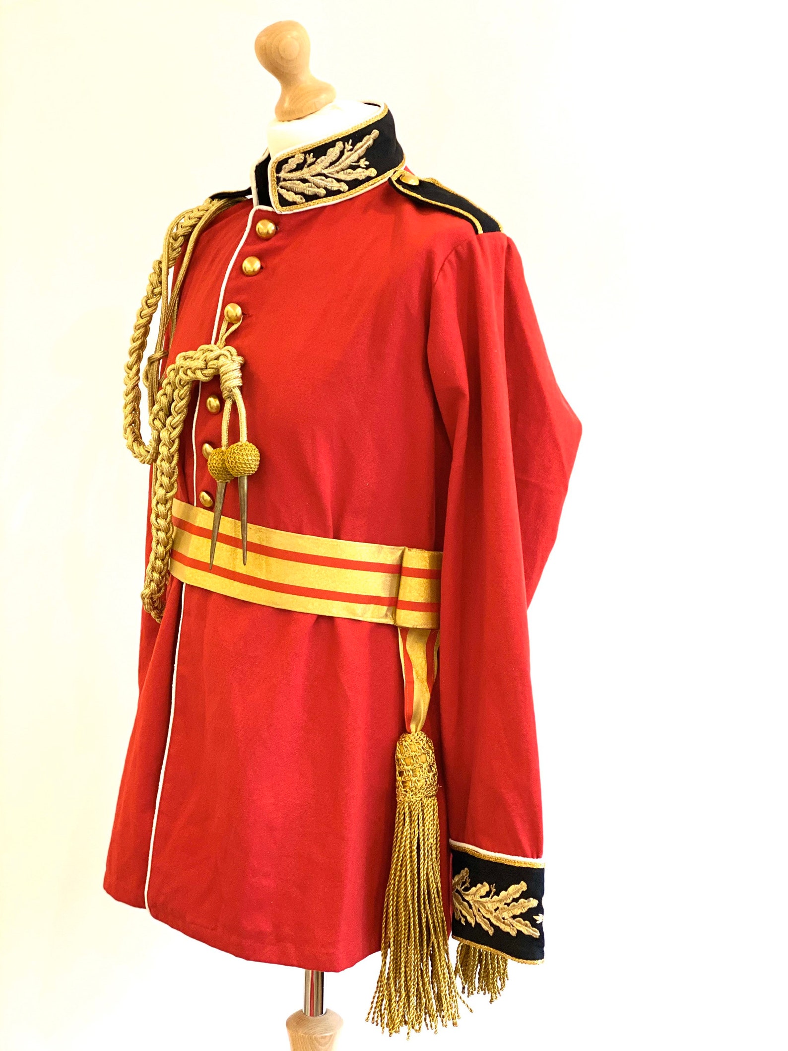 Red/Black British royal jacket with red/Gold Sash with tassels | Etsy