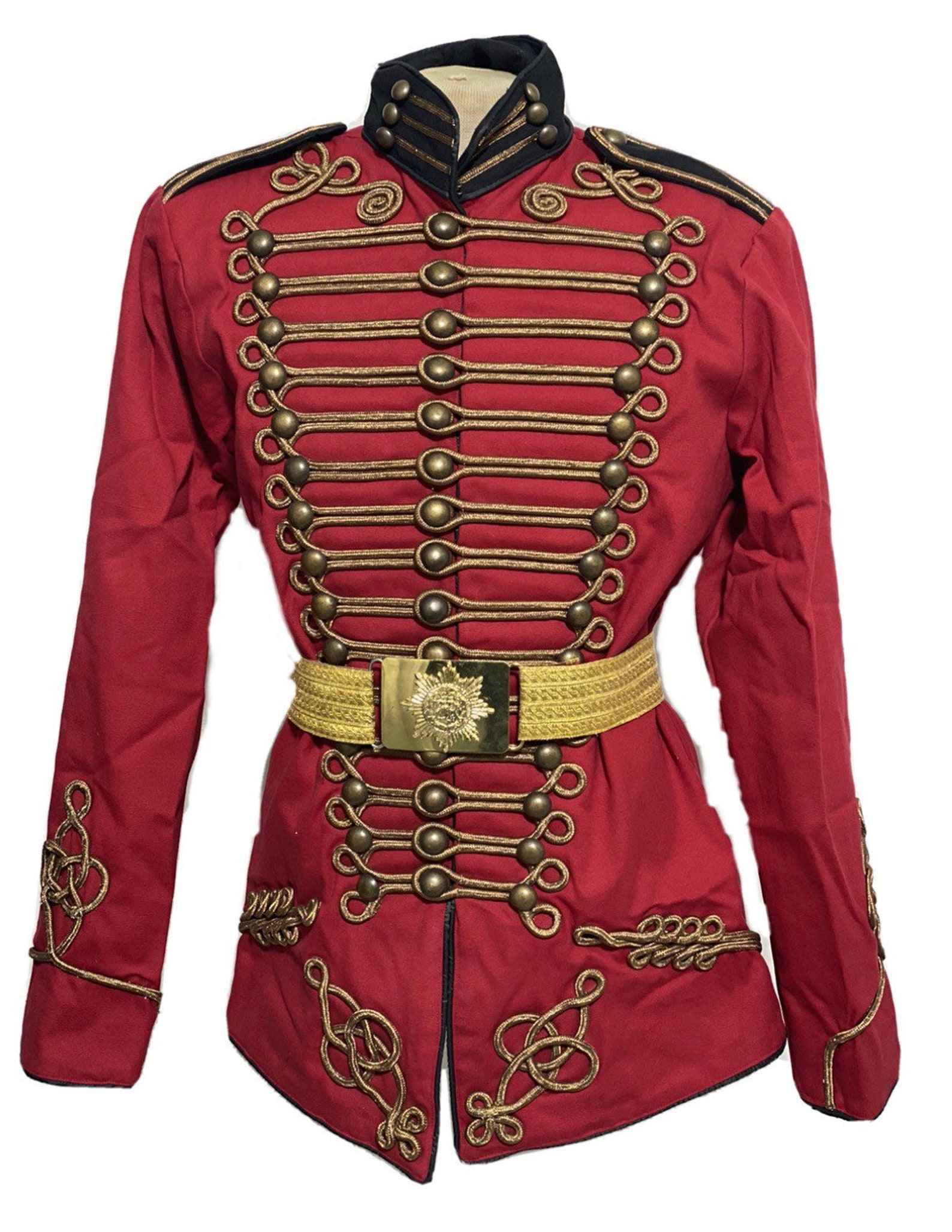 Red/Black British royal jacket with adjustable Gold belt and | Etsy