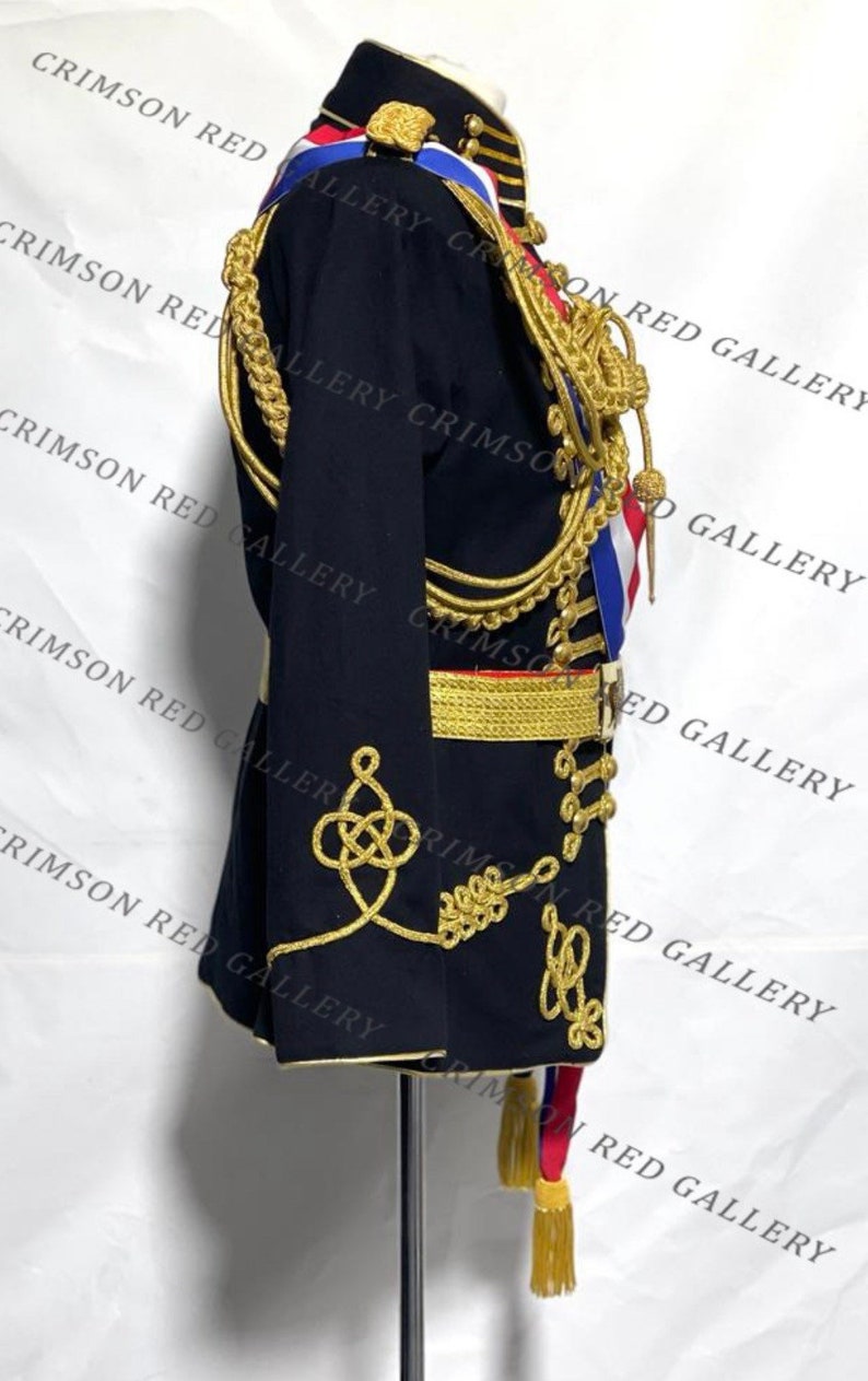 Ceremonial Military Jacket With Adjustable Gold Belt Sash and Buckle ...