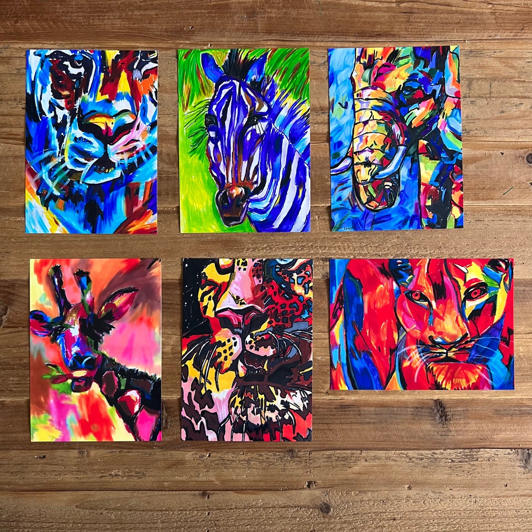 Safari Animals Set of 6 Prints in Size 5x7, Animal Print, Giraffe ...
