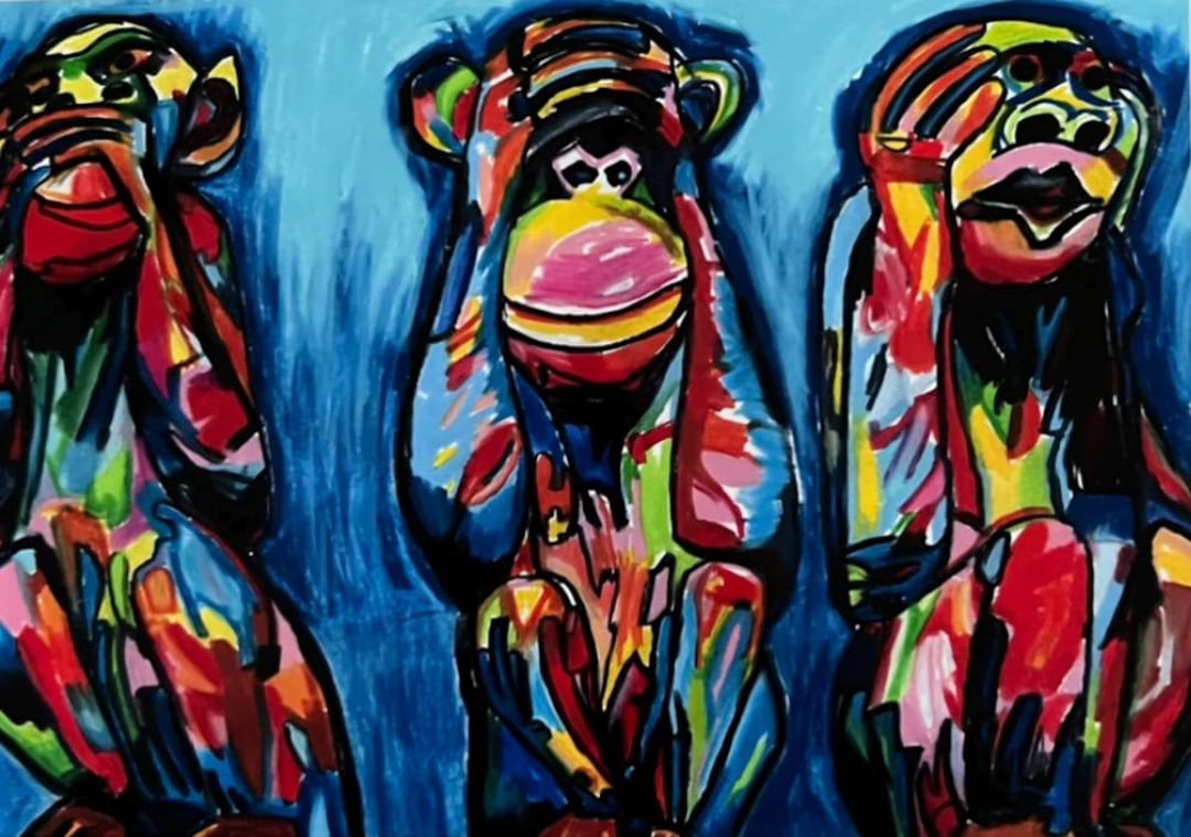 Three Monkeys Animal Pop Art Prints, ANIMAL Canvas Print, Colorful ...