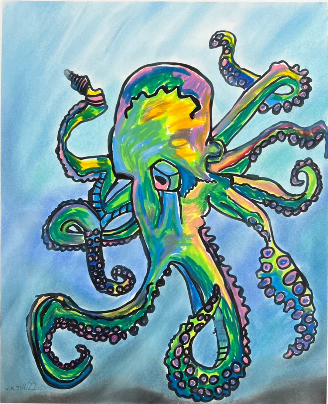 Octopus Wall Art, Abstract Canvas, Modern Wall Decor, Animal Wall Art ...