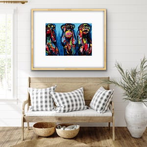 Three Monkeys Animal Pop Art Prints, ANIMAL Canvas Print, Colorful ...