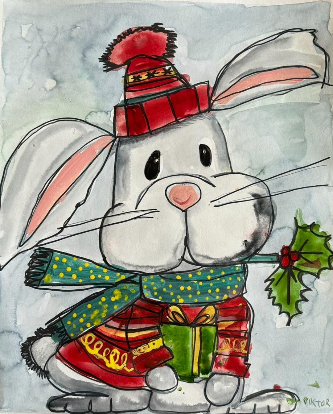 Winter Rabbit Pop Art Prints, ANIMAL Canvas Print, Colorful Poster ...