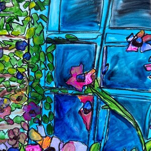 Floral Window - Pop Art Prints, Flower Canvas Print, Colorful Poster ...