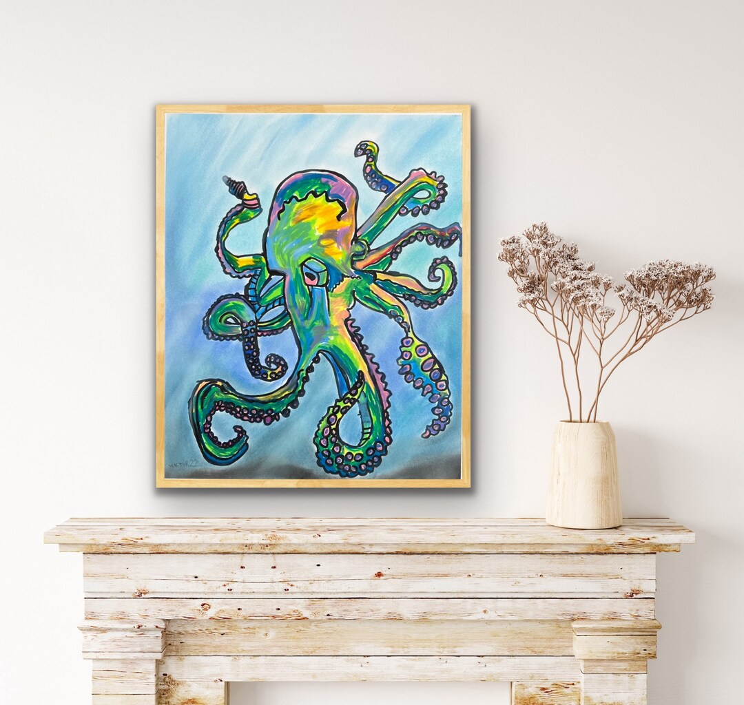 Octopus Wall Art Abstract Canvas Modern Wall Decor Animal - Etsy