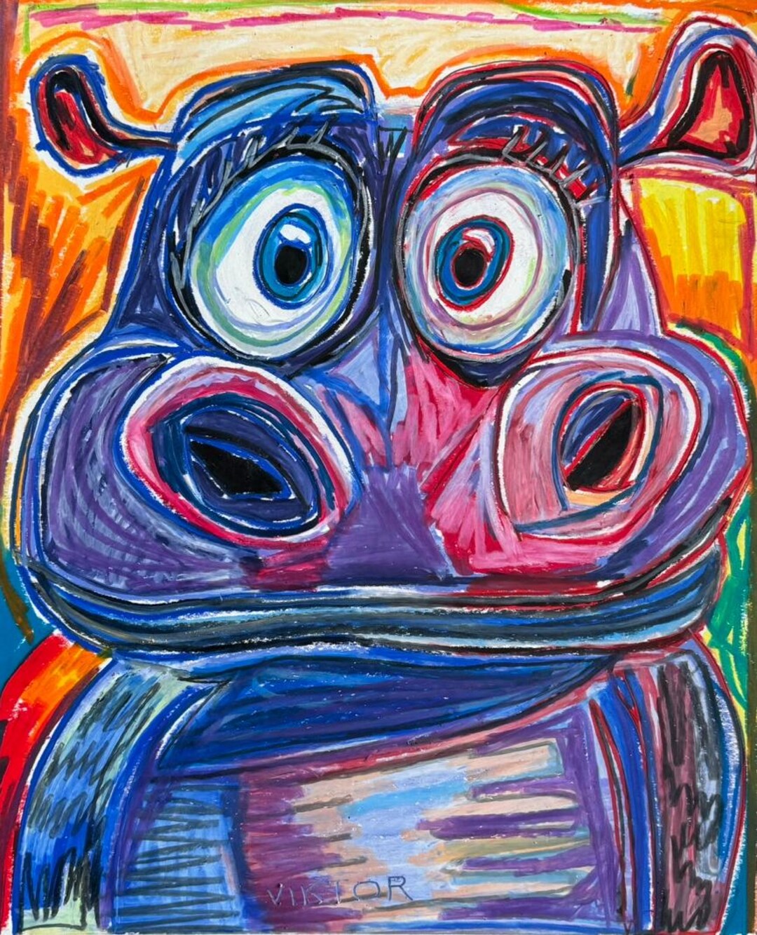Hippo, Animal Art, Pop Art, ANIMAL Canvas Print, Hippopotamus Print ...