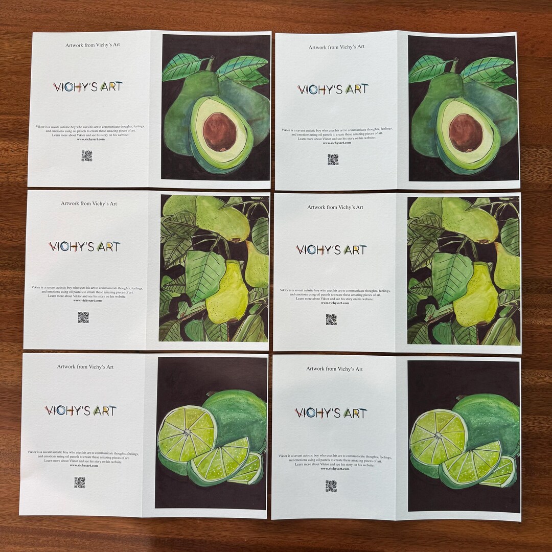 Set of Fruit Greeting Cards, Handmade Cards, Christmas, Thank You Cards ...