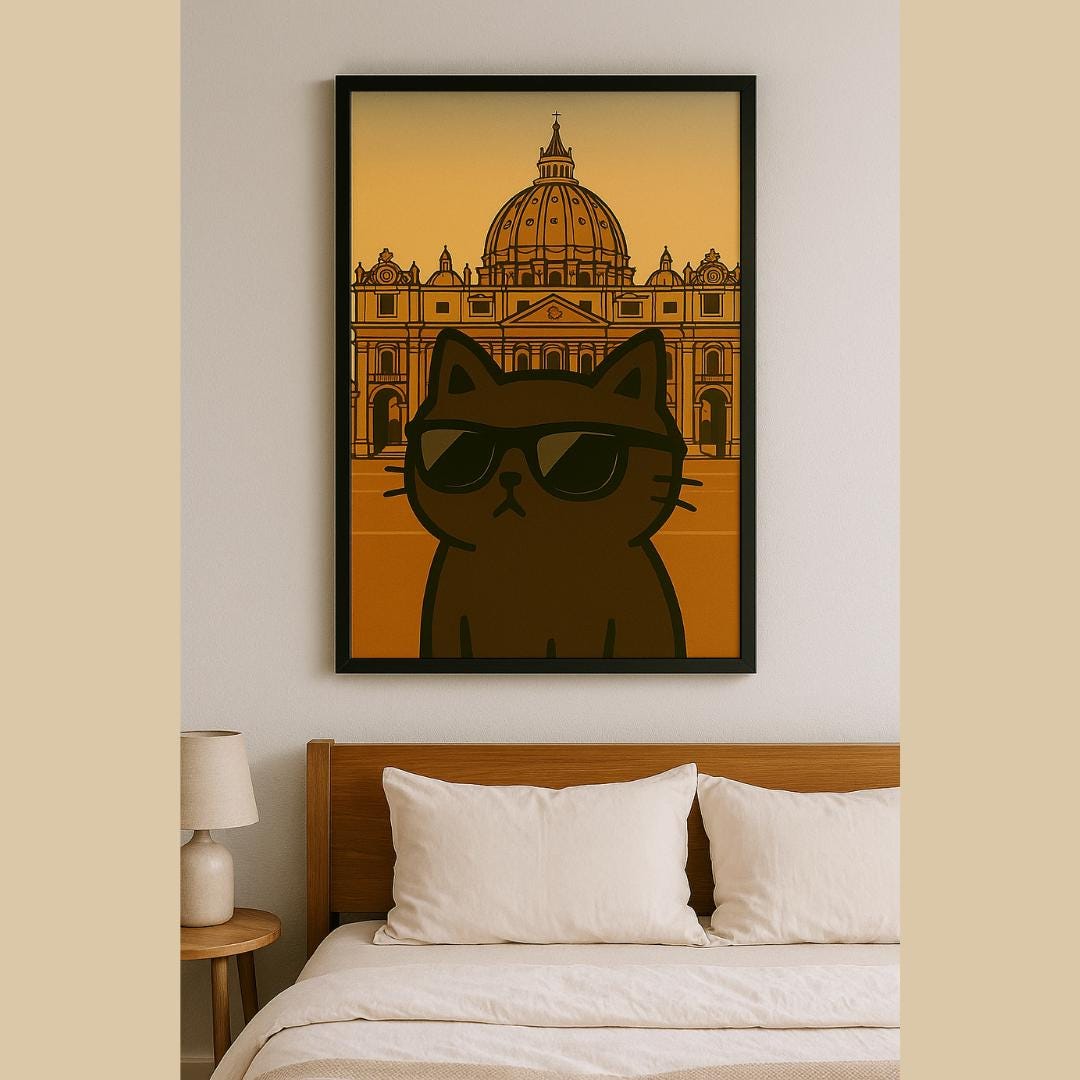Cool Black Cat at the Vatican Poster – Funny Catholic Meme Wall Art ...