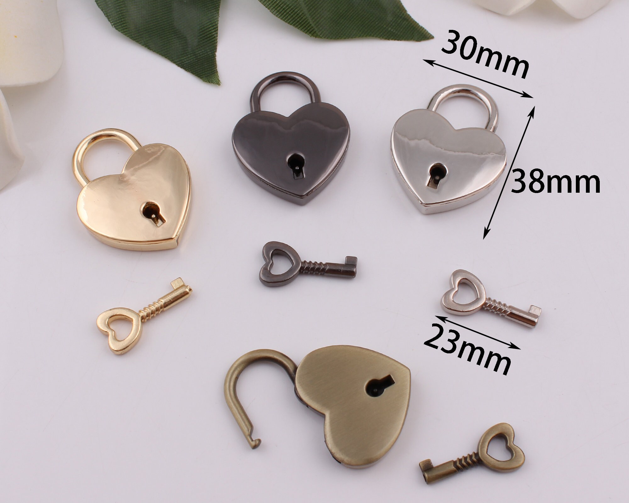Heart-shaped Padlock With Key Love Lock Couple Gifts Purse Bag Lock ...