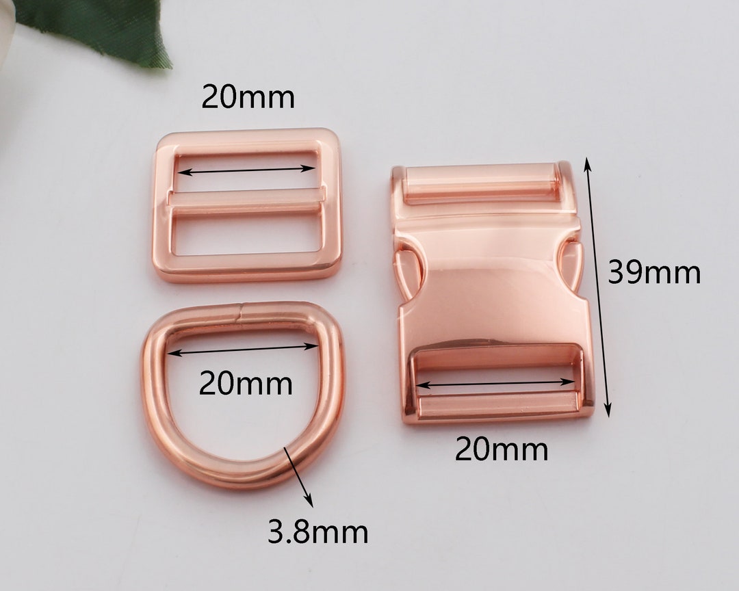20mm Inner Wide, Rose Gold Side Release Buckle，triglide, D-ring Set ...
