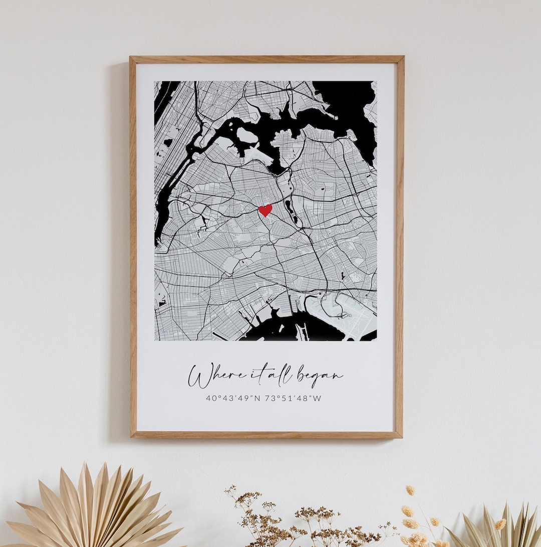 Personalized Street Map, Custom Valentine's Day Gift, Anniversary Gift ...