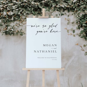 We're so Glad You're Here, Wedding Welcome Sign, Wedding Sign, Welcome ...