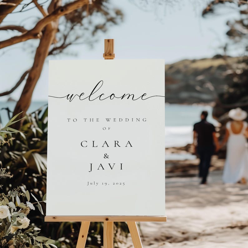 Elegant Wedding Welcome Sign, Custom Names & Date - Etsy