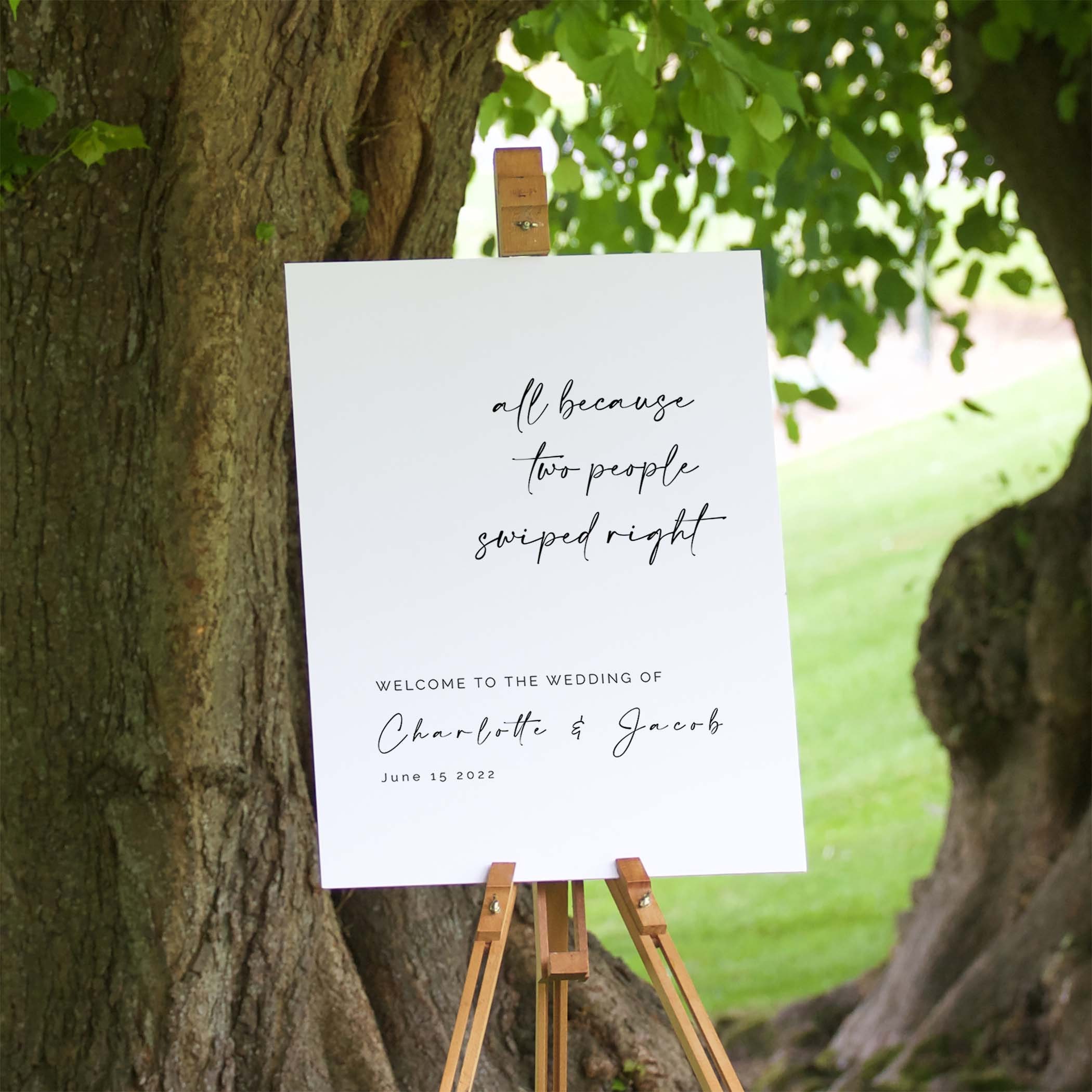 Tinder Wedding Welcome Sign, All Because Two People Swiped Right - Etsy