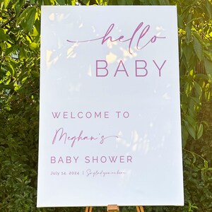 Hello Baby Sign, Baby Shower Welcome Sign, Pink Rose Hello Baby Girl ...