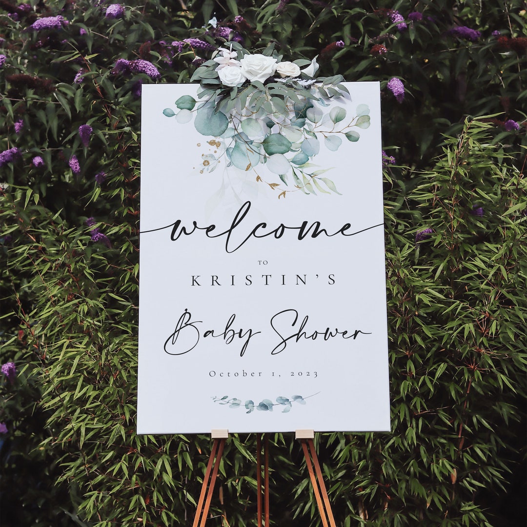 Custom Baby Shower Sign, Modern Boho Baby Shower Handwritten Font Sign ...