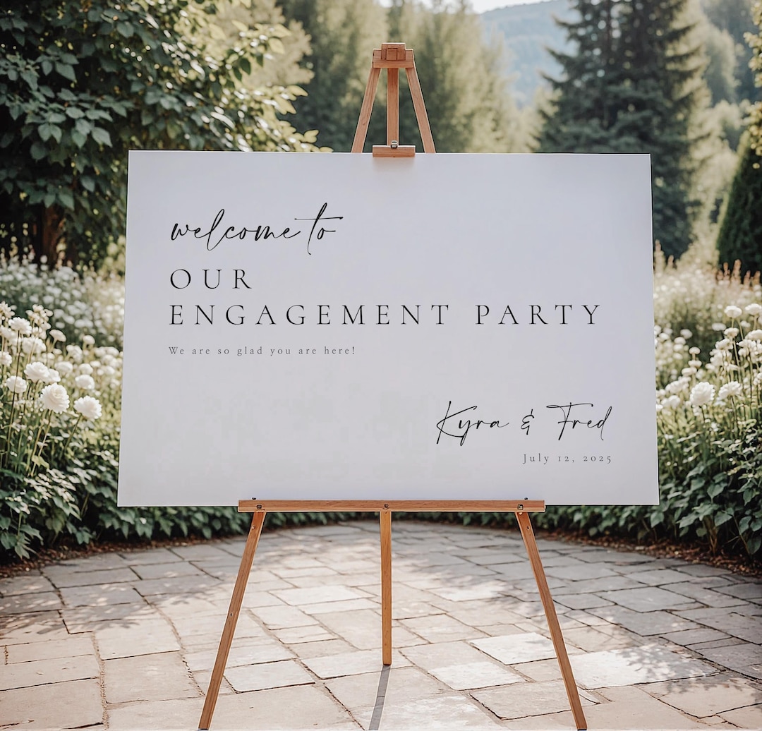Modern Engagement Party Welcome Sign, Custom Names & Date - Etsy