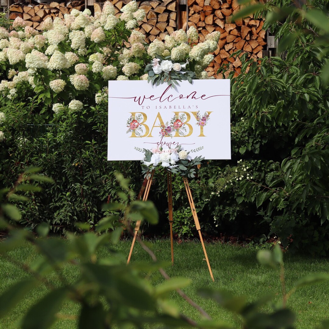 Floral Baby Shower Sign, Girl Baby Shower Welcome Sign, Baby Sprinkle ...