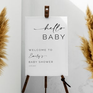 Hello Baby, Modern Baby Shower Welcome Sign, Baby Shower Signs ...