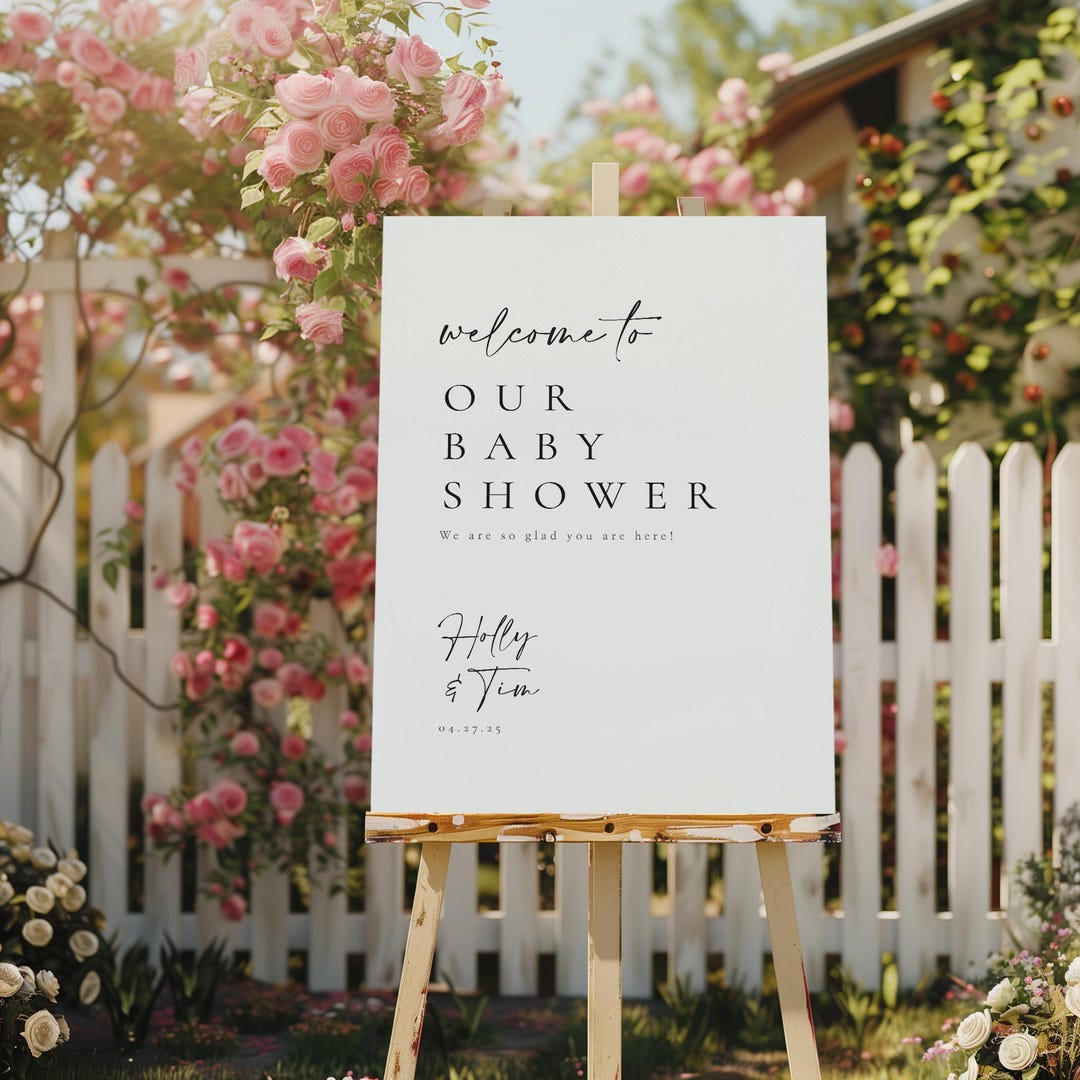 Minimalist Baby Shower Welcome Sign, Vertical Canvas, Couples Shower - Etsy