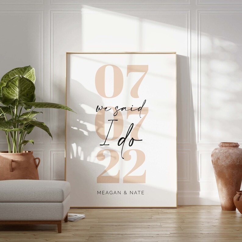 Personalized Wedding Date Print, We Said I Do Gift, Custom Anniversary ...