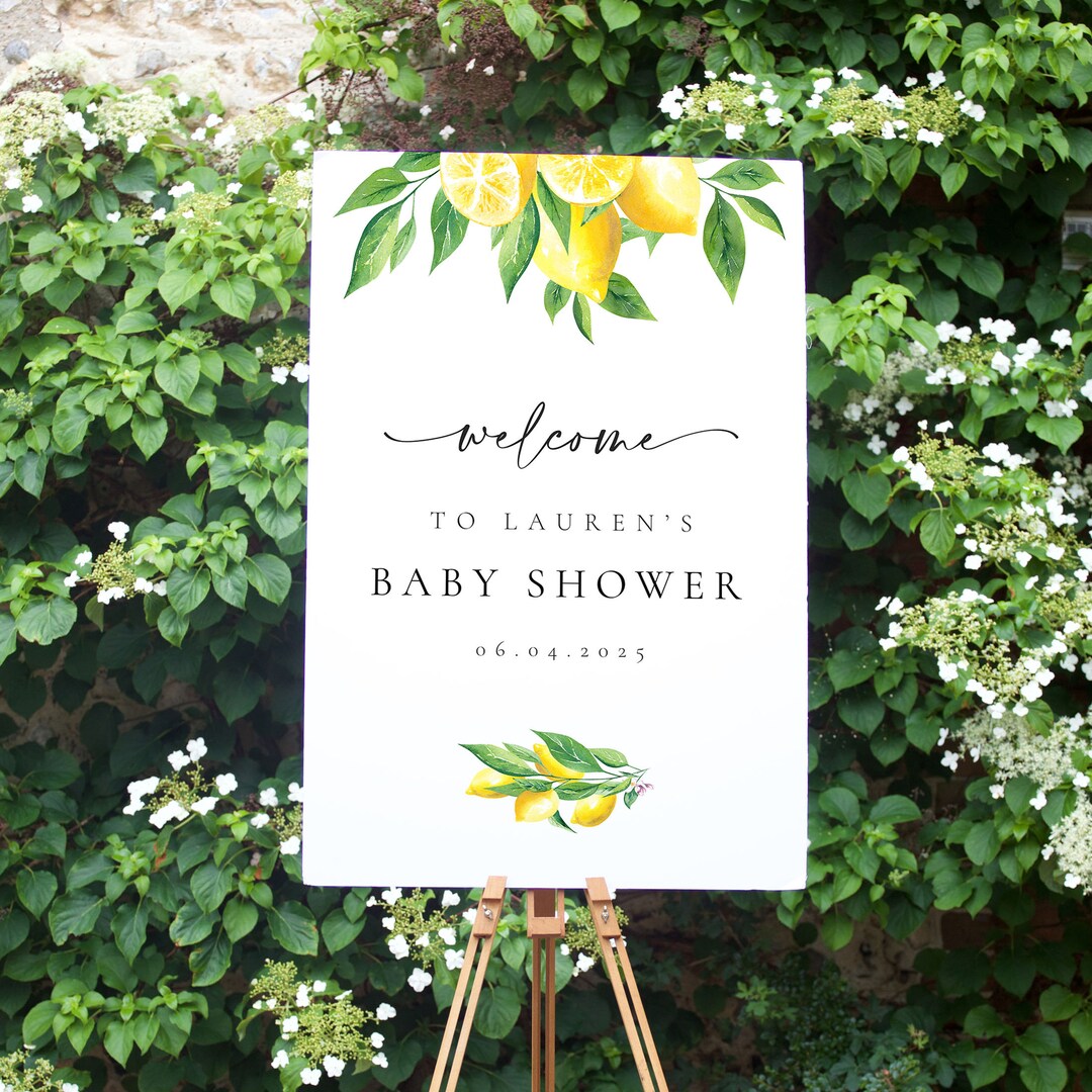 Lemon Baby Shower Welcome Sign, Baby Shower Signs Handwritten Font ...