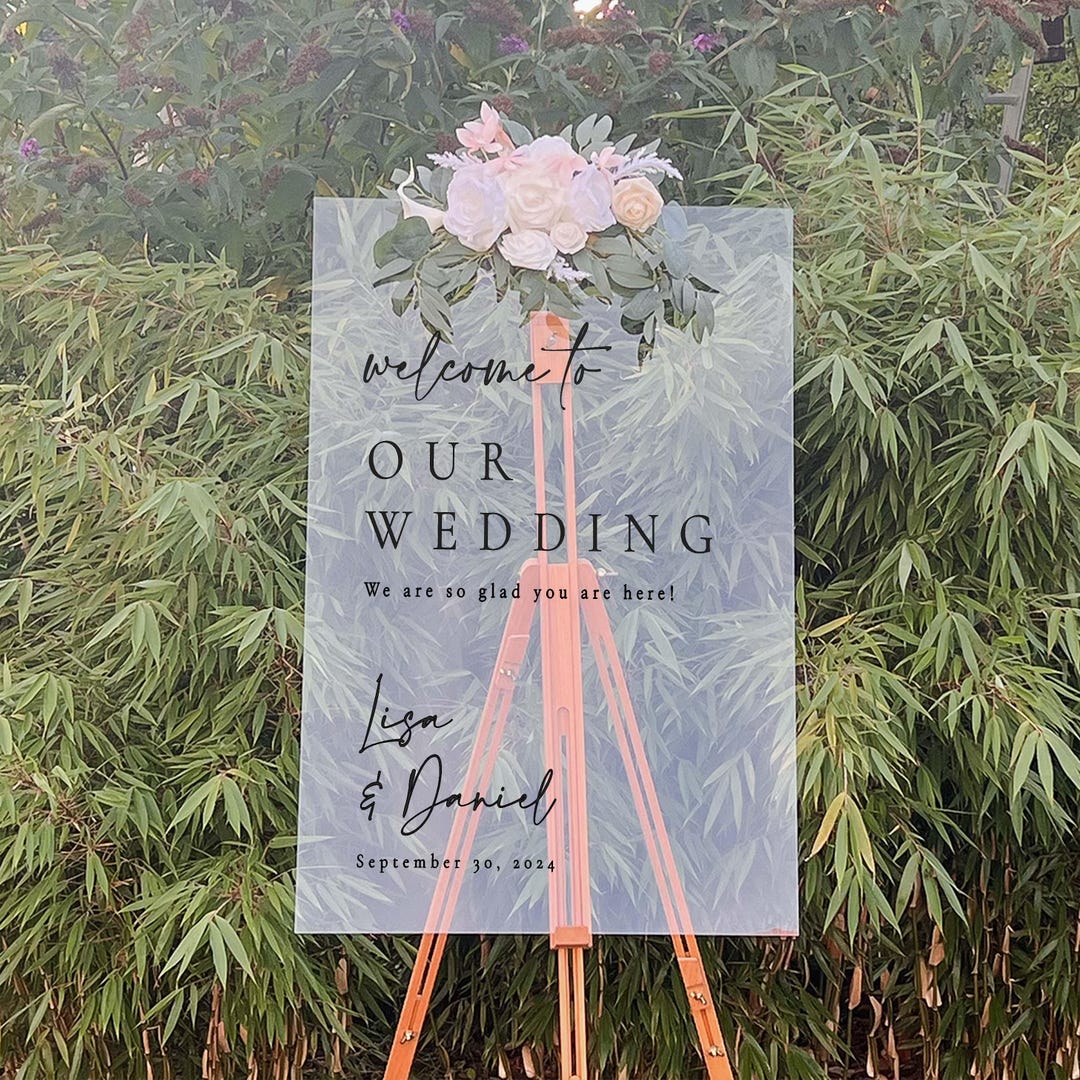 Acrylic Wedding Sign, Clear Wedding Sign, Wedding Signage, Wedding Sign ...