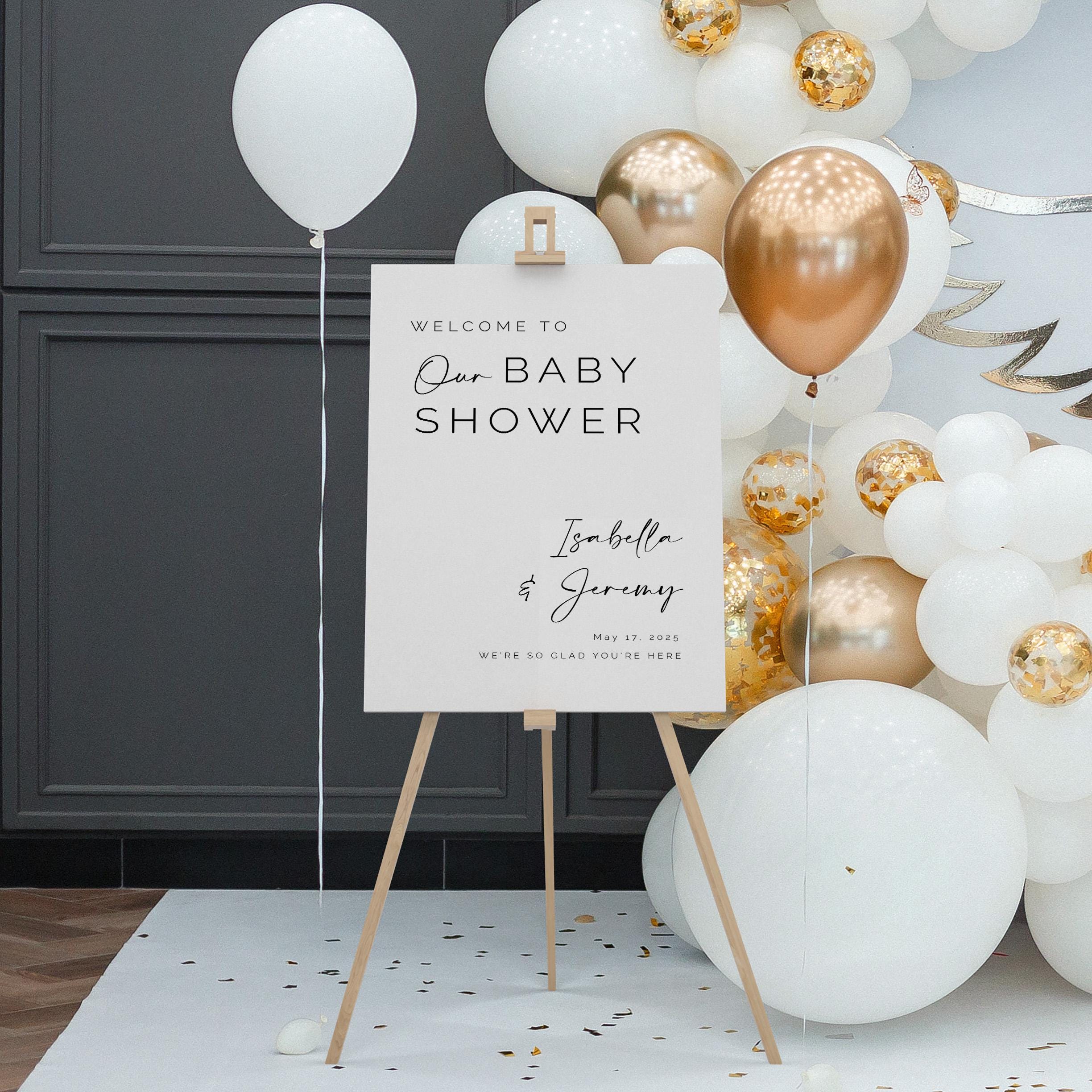 Minimal Baby Shower Sign, Vertical Baby Shower Canvas, Couples Baby ...