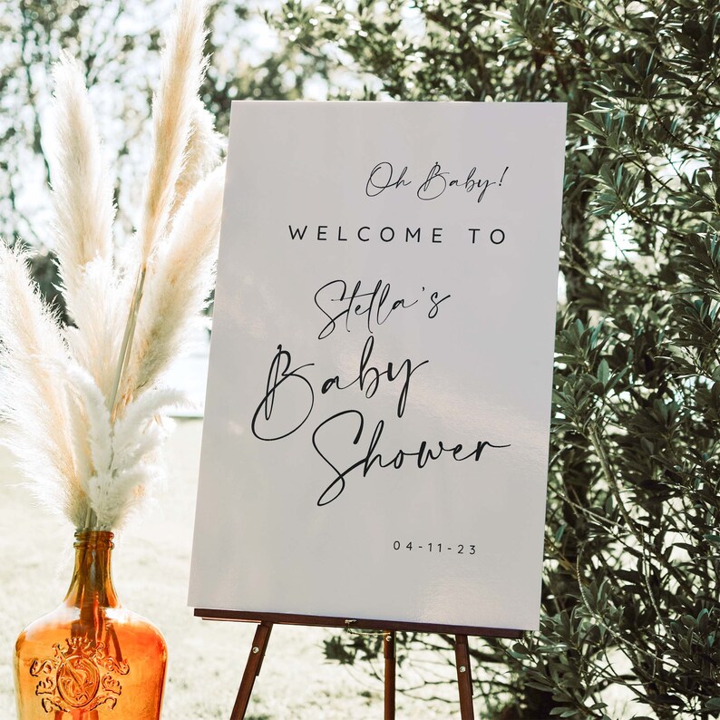 Modern Baby Shower Sign, Boho Baby Shower Handwritten Font Sign, Baby ...
