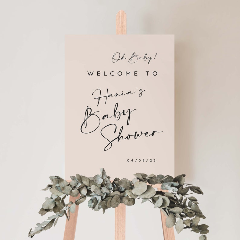 Modern Baby Shower Sign, Boho Baby Shower Handwritten Font Sign, Baby ...