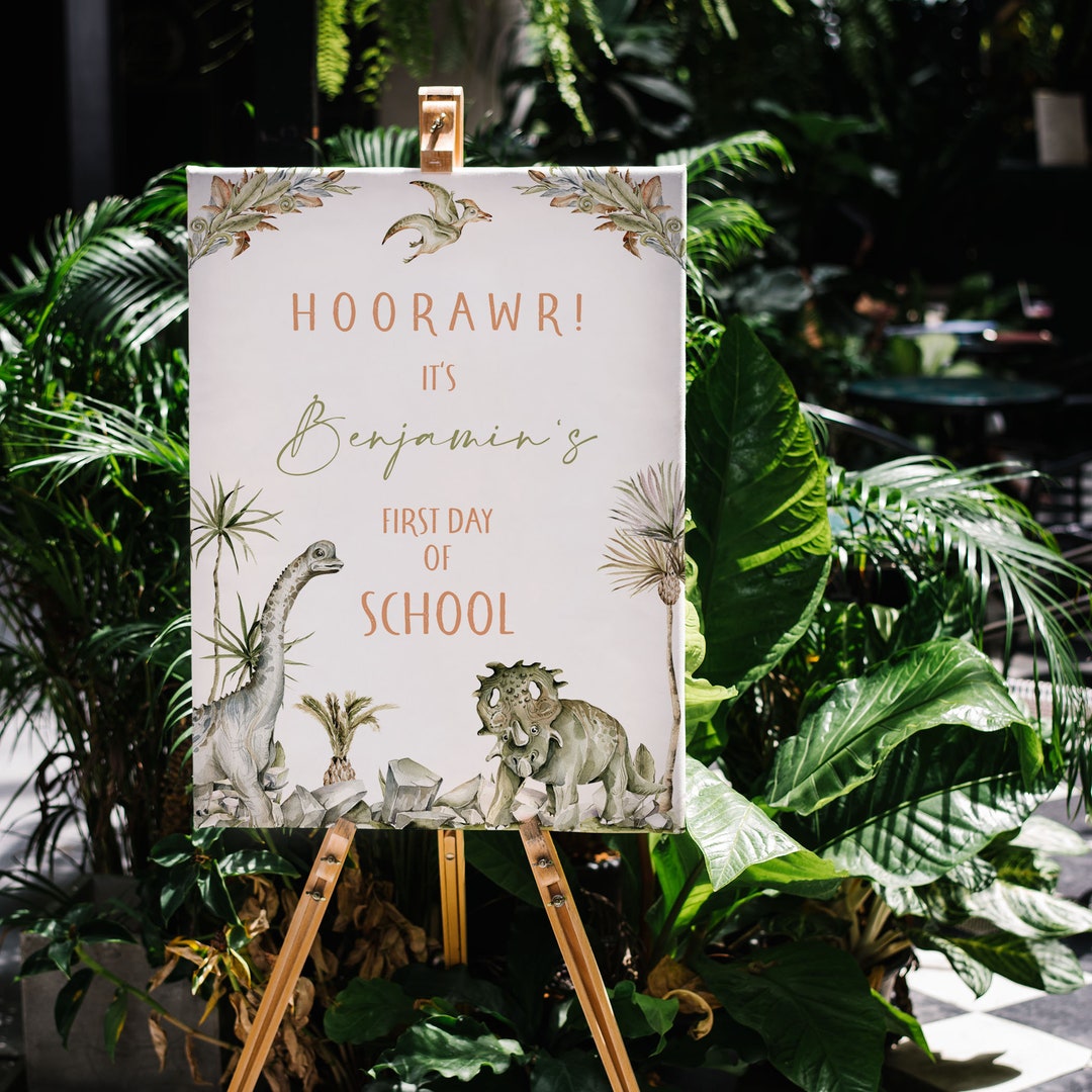 Dinosaurs First Day of School Sign, Dino Theme, Dinosaur Party ...