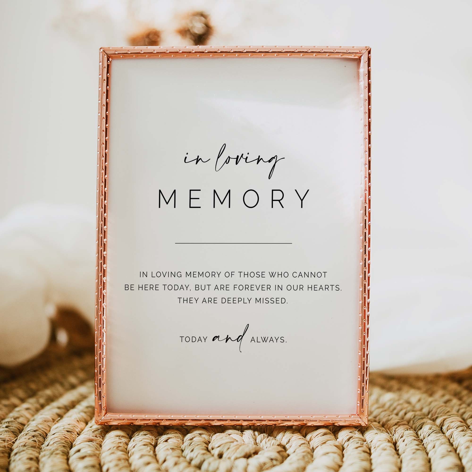 In Loving Memory Sign, Memorial Wedding Decor, Printed Sign - Etsy