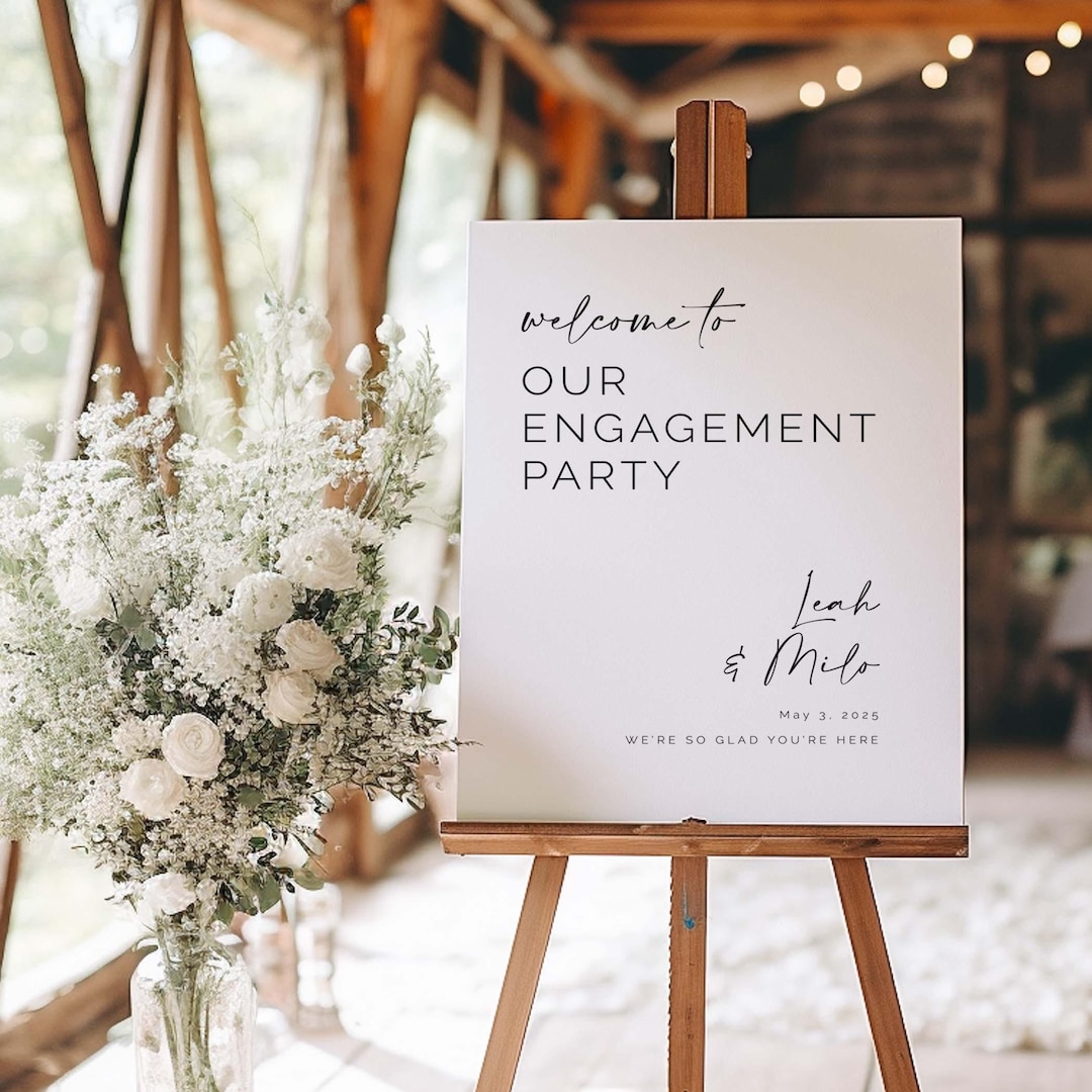 Engagement Party Sign, Minimal Wedding Decor, Engagement Signs, Welcome ...