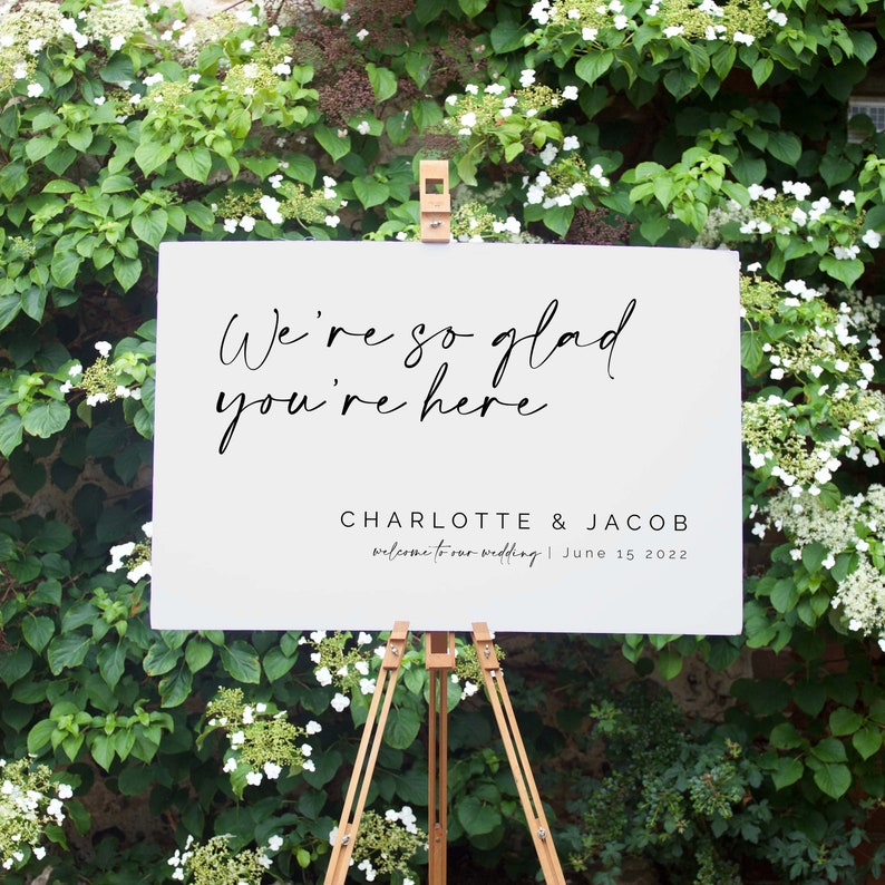 Wedding Welcome Sign, We're so Glad You're Here, Wedding Sign, Welcome ...