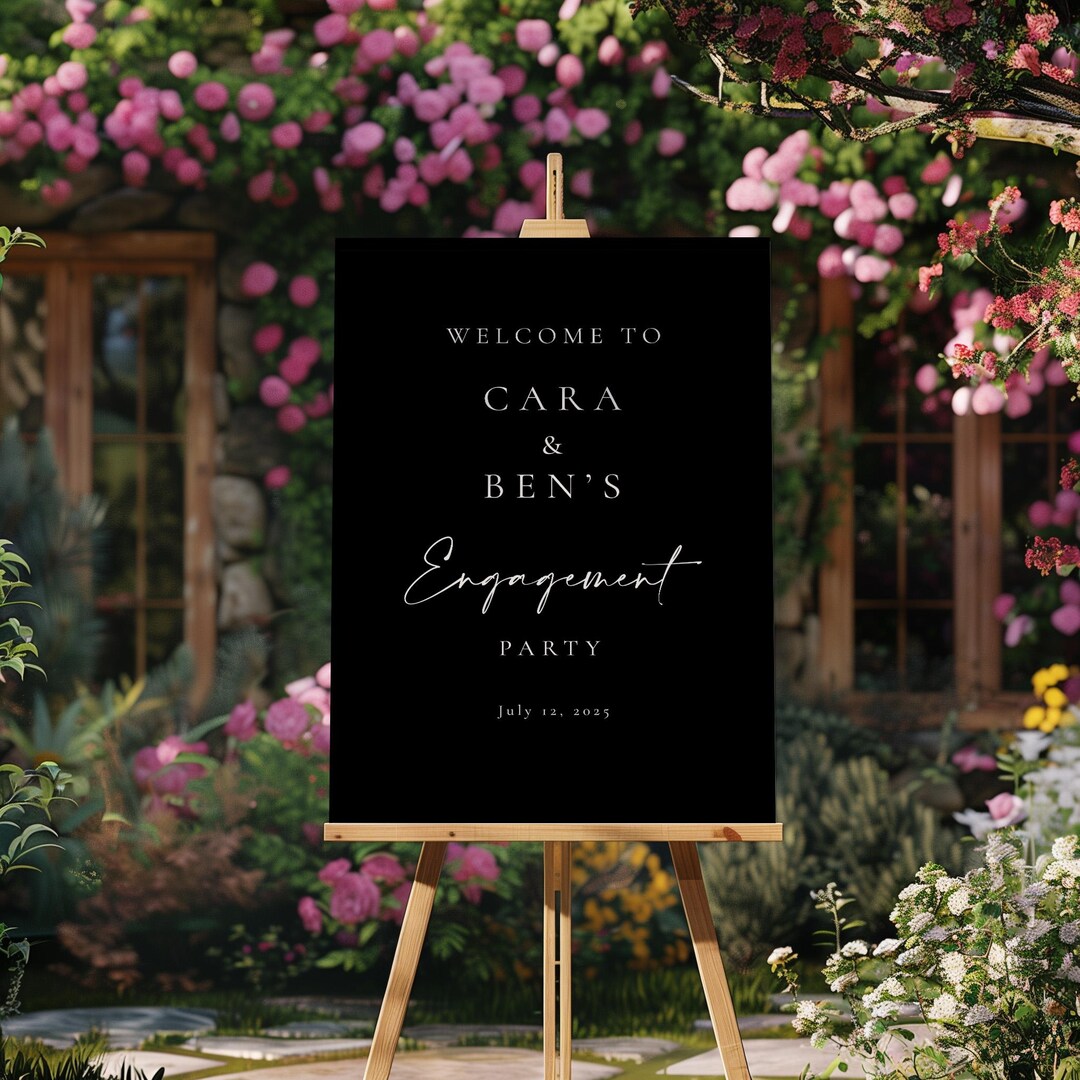 Engagement Party Sign, Black Engagement Signs, Welcome to Our ...