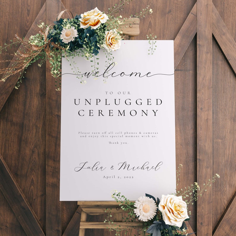 Printable Unplugged Ceremony Sign Unplugged Wedding Welcome - Etsy