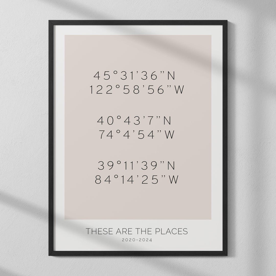 Personalized Coordinates Print, Custom GPS Coordinates Gift ...