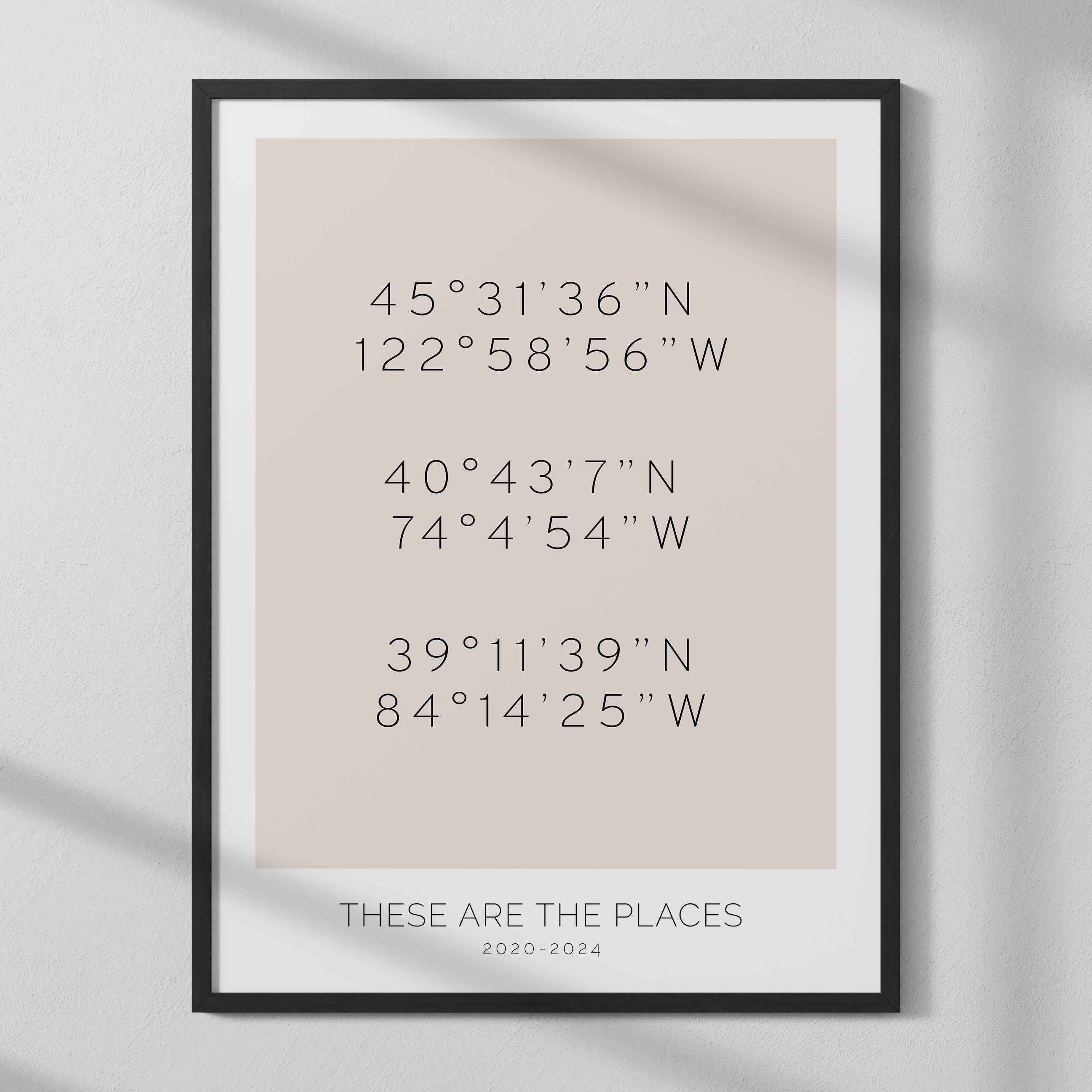 Personalized Coordinates Print, Custom GPS Location Anniversary Gift - Etsy