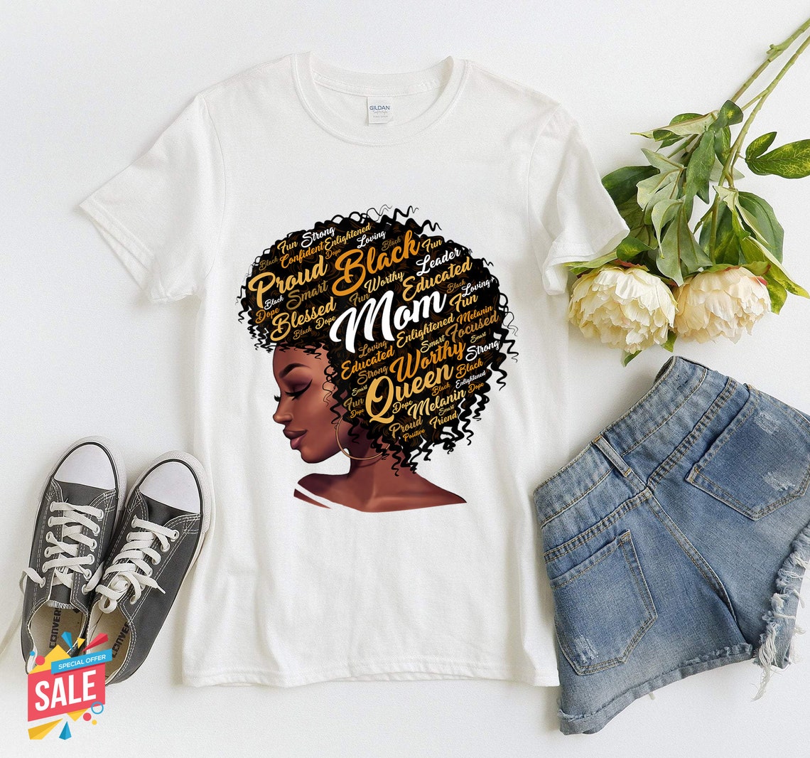 Happy Mothers Day Shirt Black Mom Queen Afro African Etsy