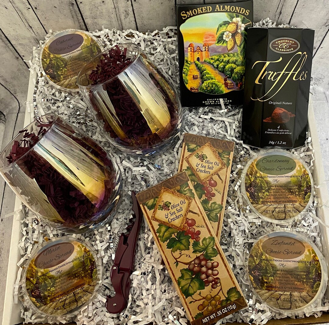 Wine and Cheese Snack Box, Wine Lovers Gift Box, Gift for Couples ...