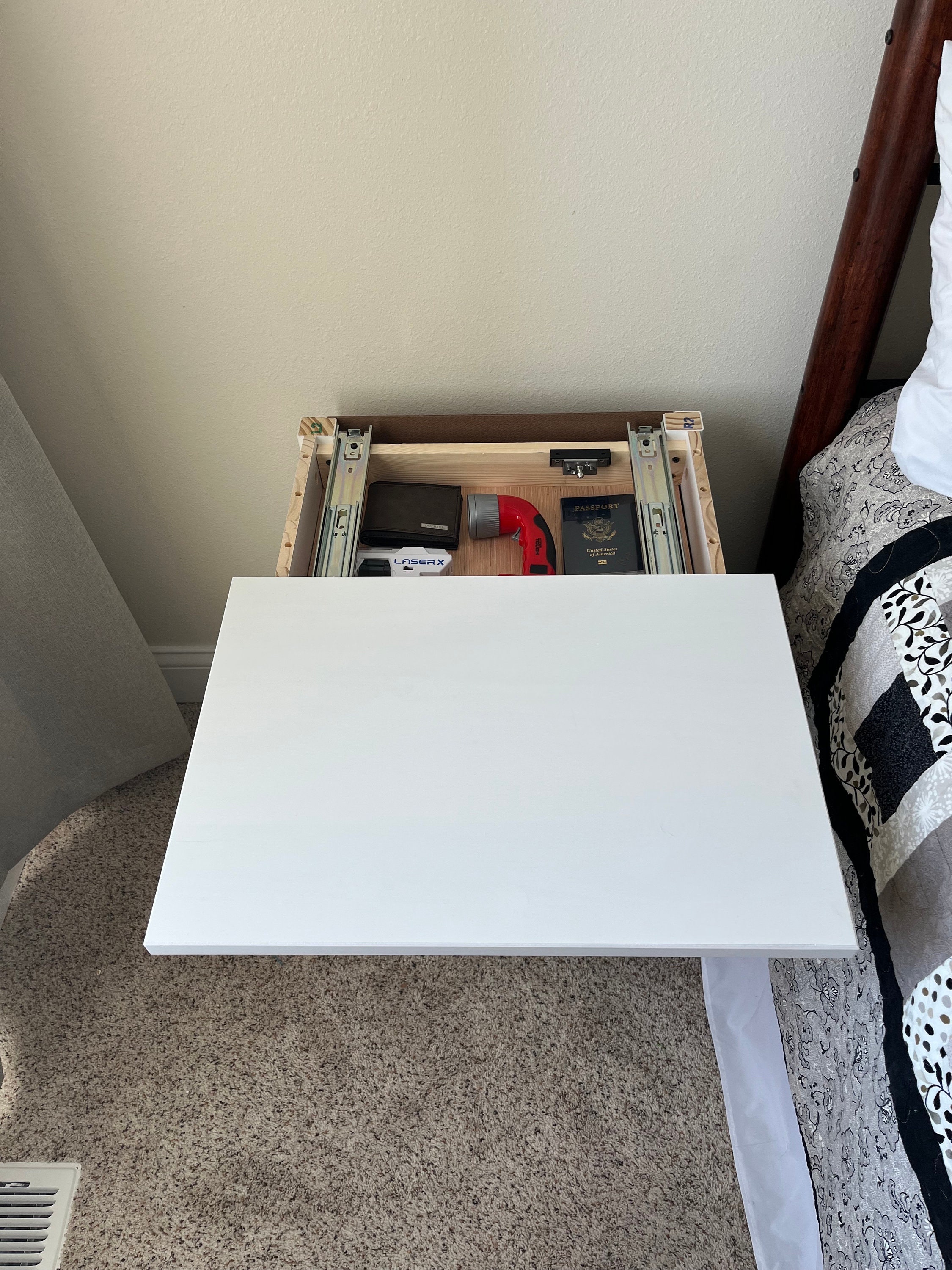 White Nightstand With Concealed Secret Hidden Compartment and - Etsy