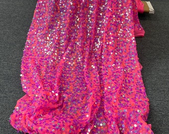 Hot Pink Sequin Mesh Fabric - Etsy