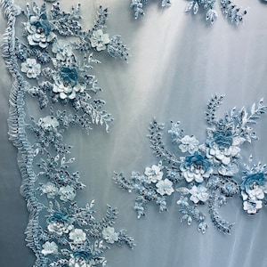 Baby Blue 3D Lace With Beads and Rhinestones - Etsy