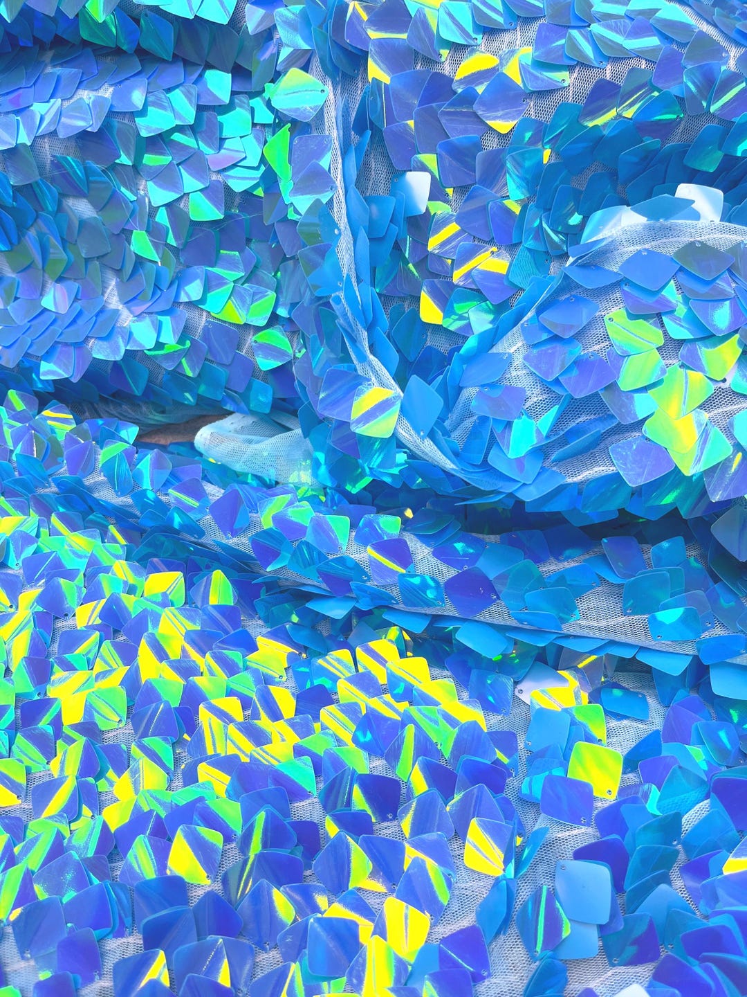 Turquoise Large Square Sequin Fabric on Mesh - Etsy