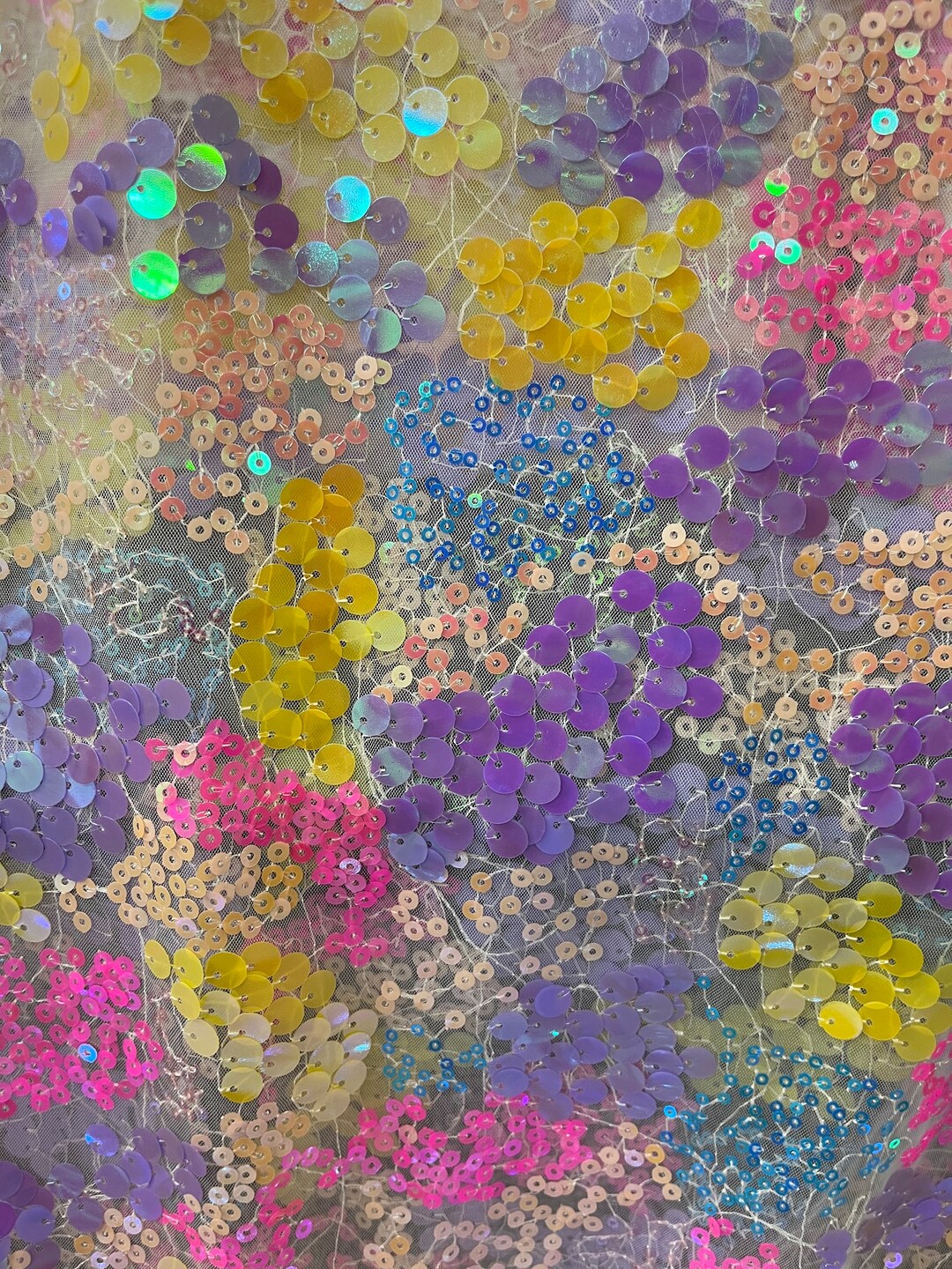 Pastel Sequin Design on White Mesh - Etsy